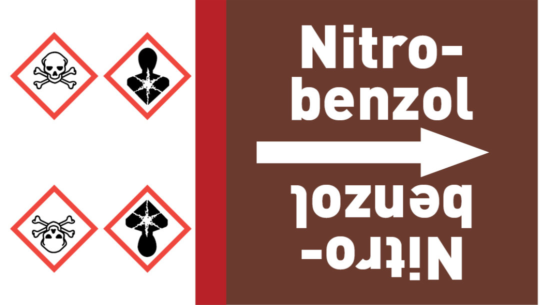 Kennzeichnungsband Nitrobenzol braun/weiß ab Ø 50 mm 33 m/Rolle | ZLPB1295
